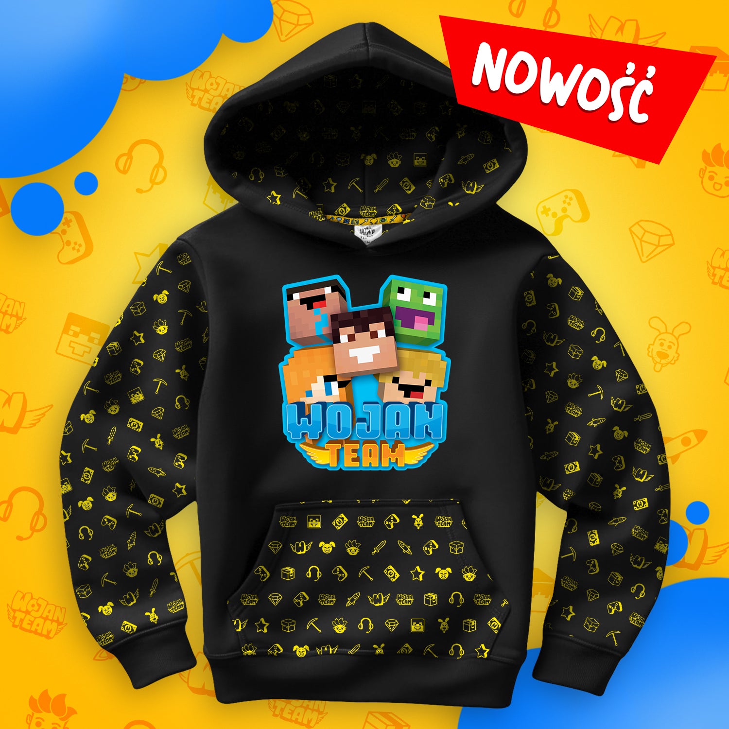 BLUZA *FULL WZÓR* WOJAN TEAM SKINY - CZARNA – Wojan Shop