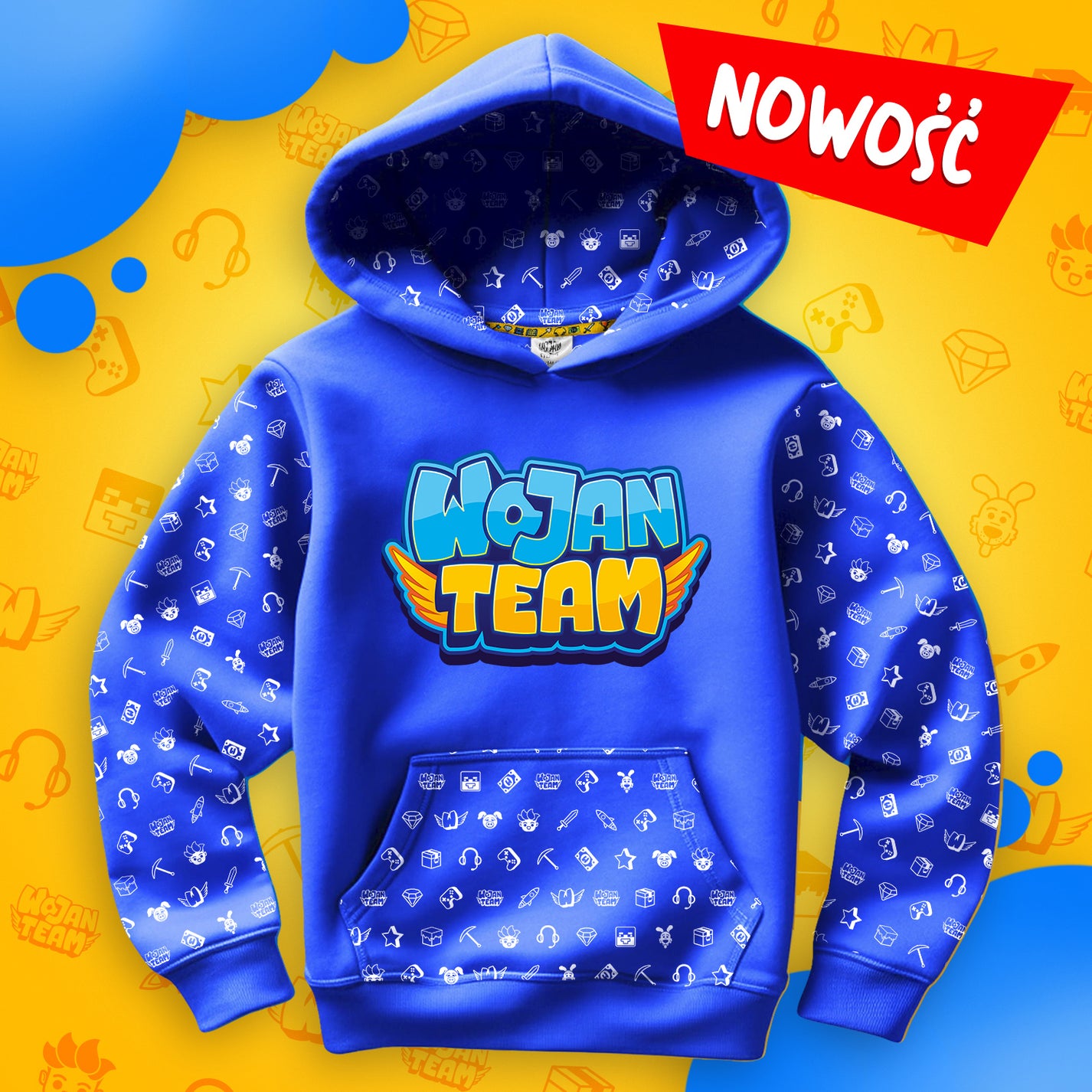 BLUZA *FULL WZÓR* LOGO WOJAN TEAM - NIEBIESKA – Wojan Shop