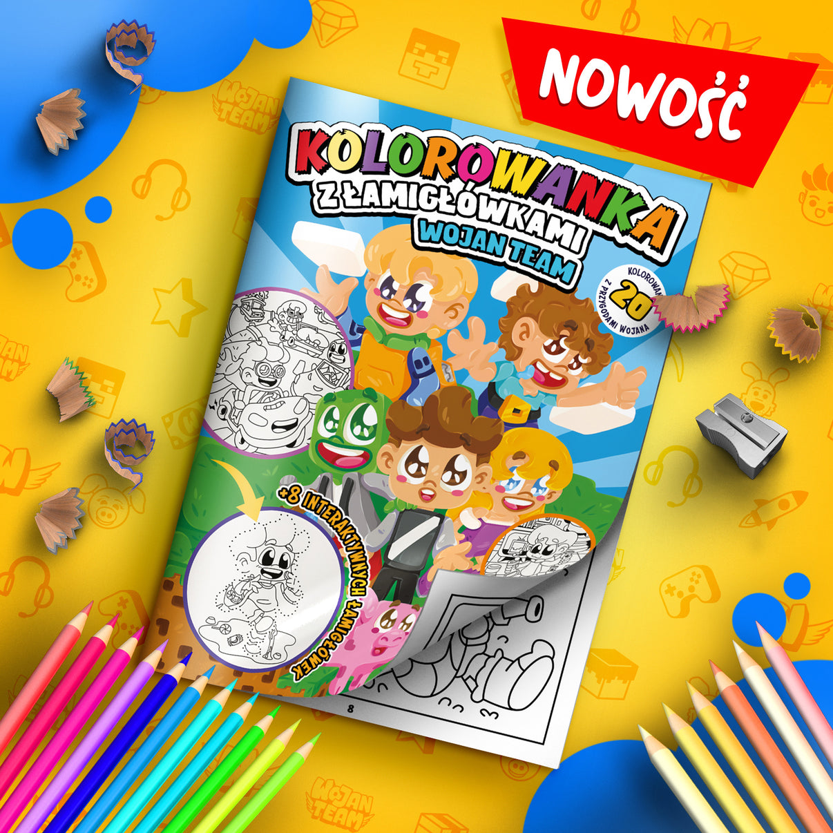 KOLOROWANKA Z ŁAMIGŁÓWKAMI WOJAN TEAM – Wojan Shop
