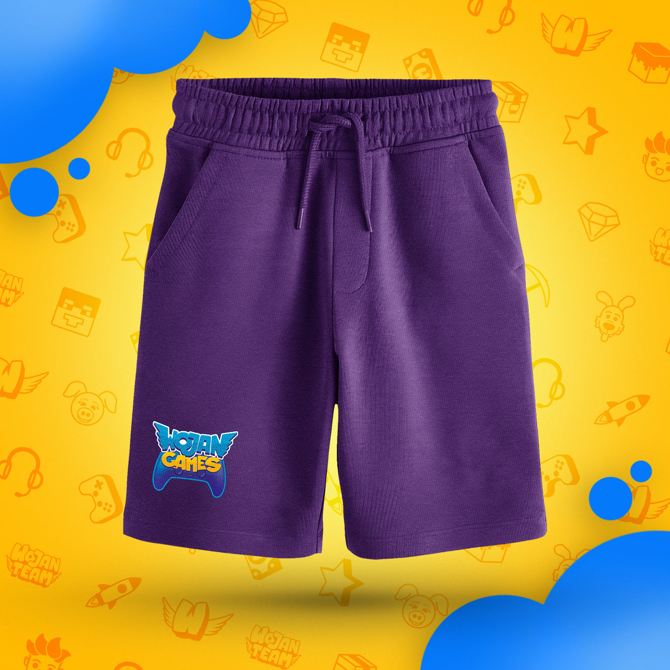 KRÓTKIE SPODENKI LOGO WOJAN GAMES - FIOLETOWE – Wojan Shop